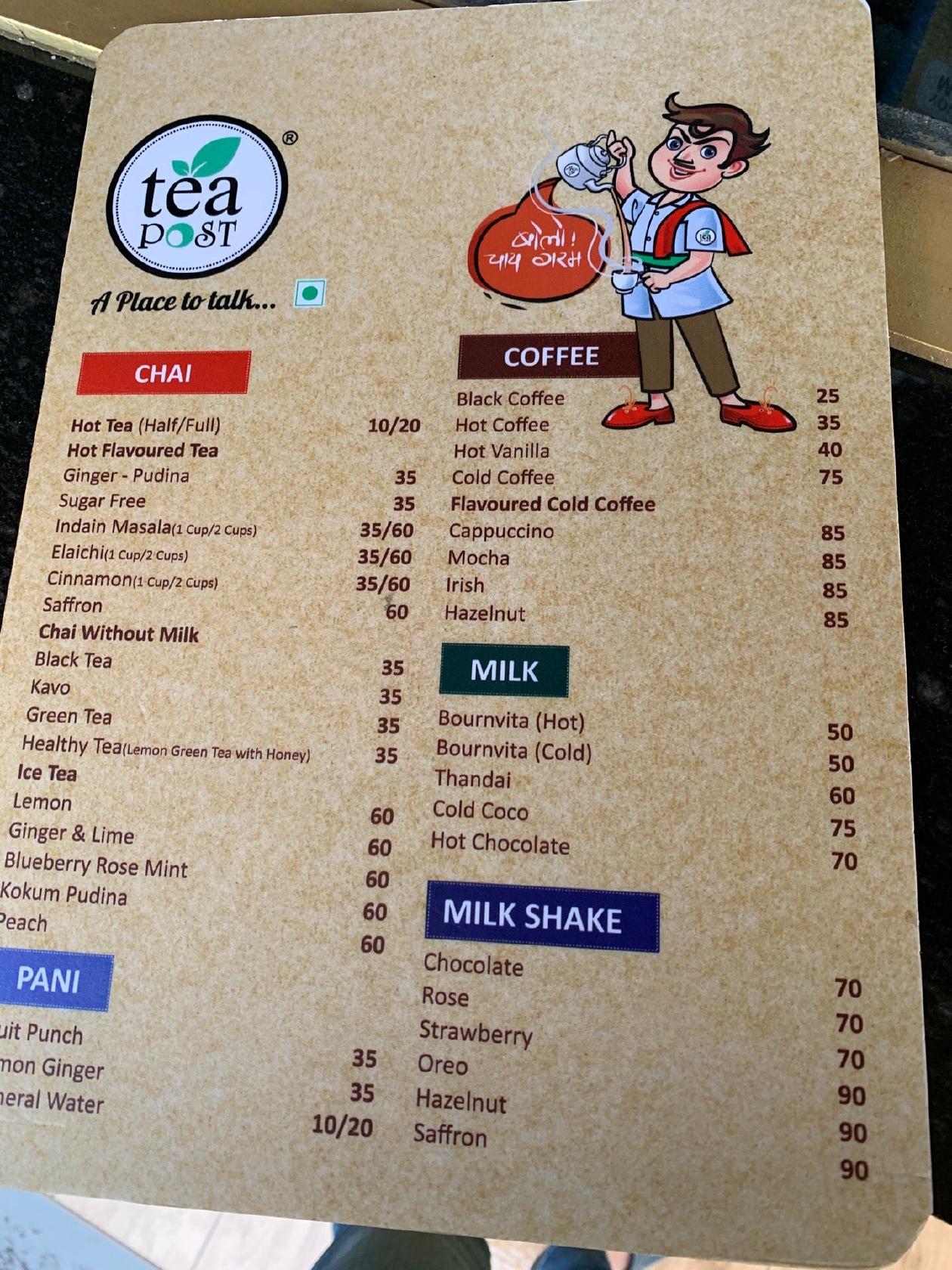 Menu at Tea POST - DHORAJI, Dhoraji