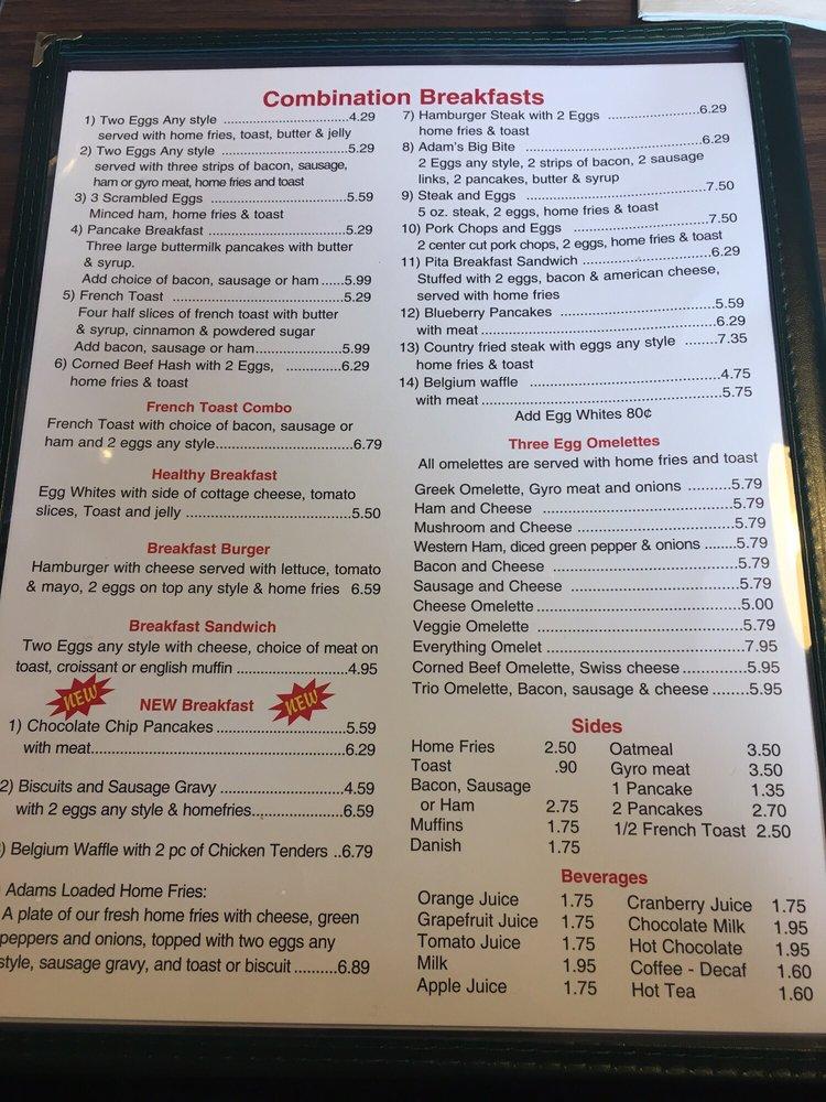 Menu at Adam's Place Restaurant, Euclid