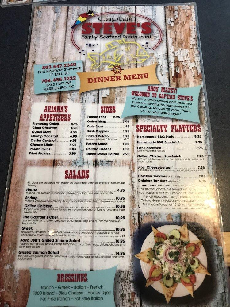 Menu at Captain Steve's Family Seafood Restaurant, Harrisburg, State Hwy 49