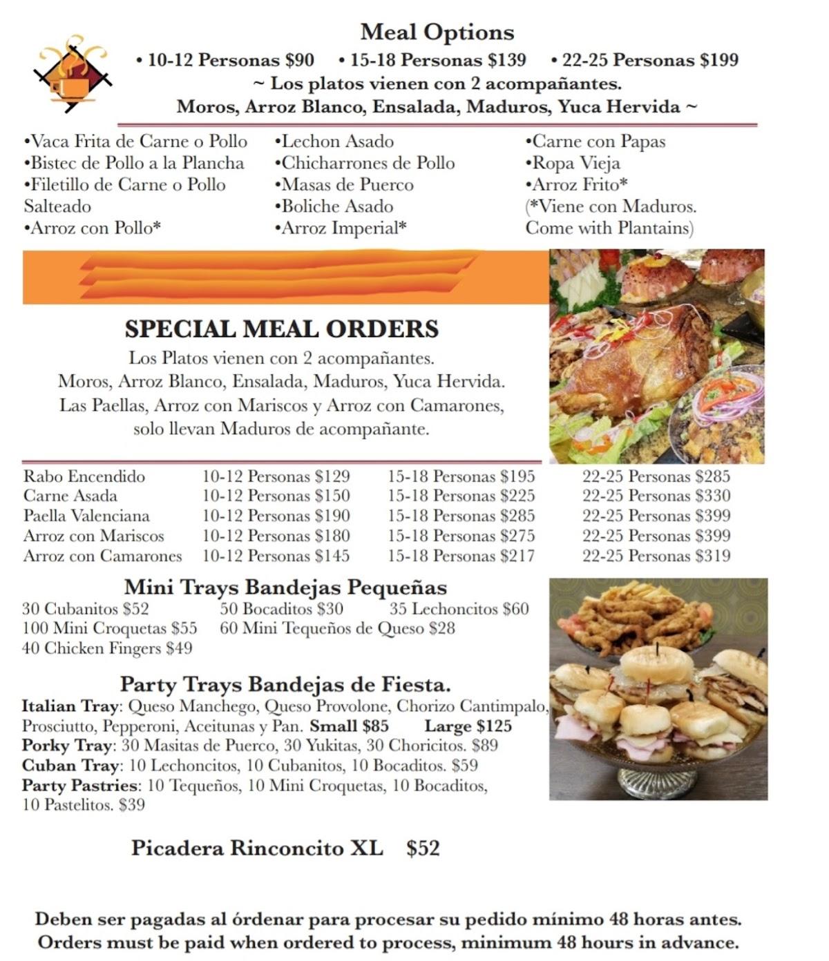 Menu at El Rinconcito Latino SW 42nd St restaurant, Tamiami, SW 42nd St