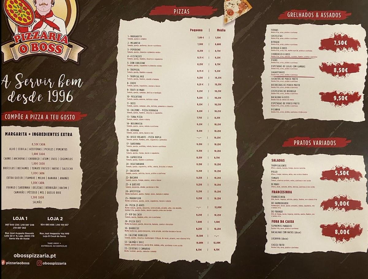 Menu em Pizzaria - O BOSS - Loja 2, Póvoa de Santa Iria