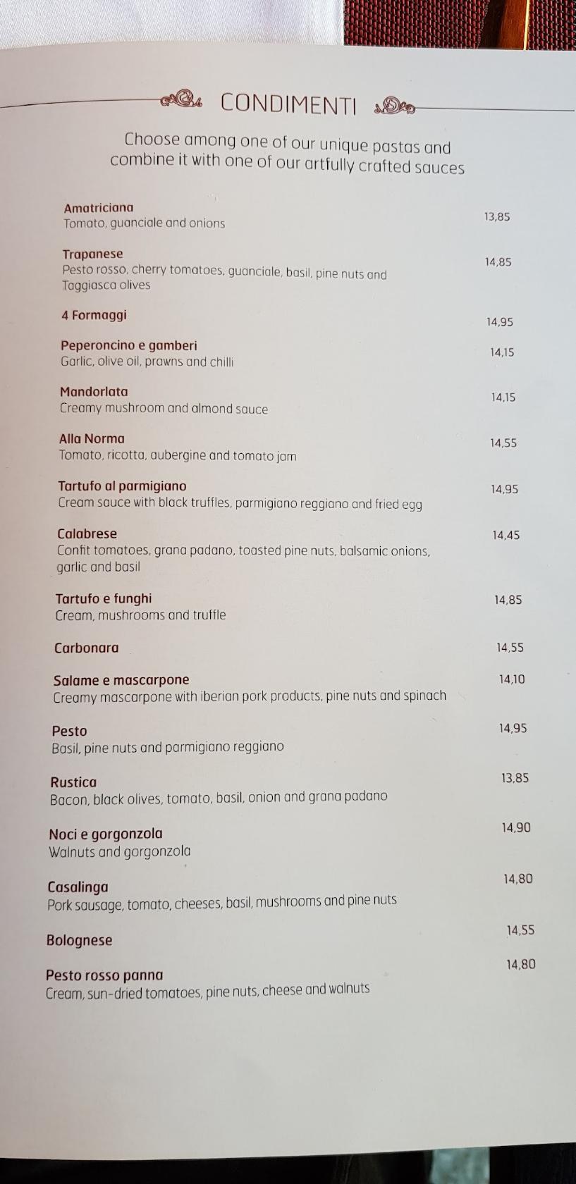 Menu em La Tagliatella Parque das Nações, Lisboa restaurante, Lisboa ...