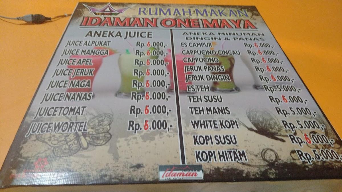 Menu at Rumah makan idaman restaurant, Kepala Siring