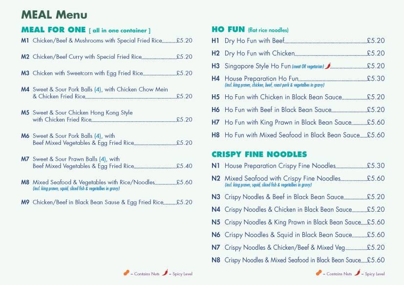 Menu at Surbiton Chinese Takeaway fast food, Surbiton