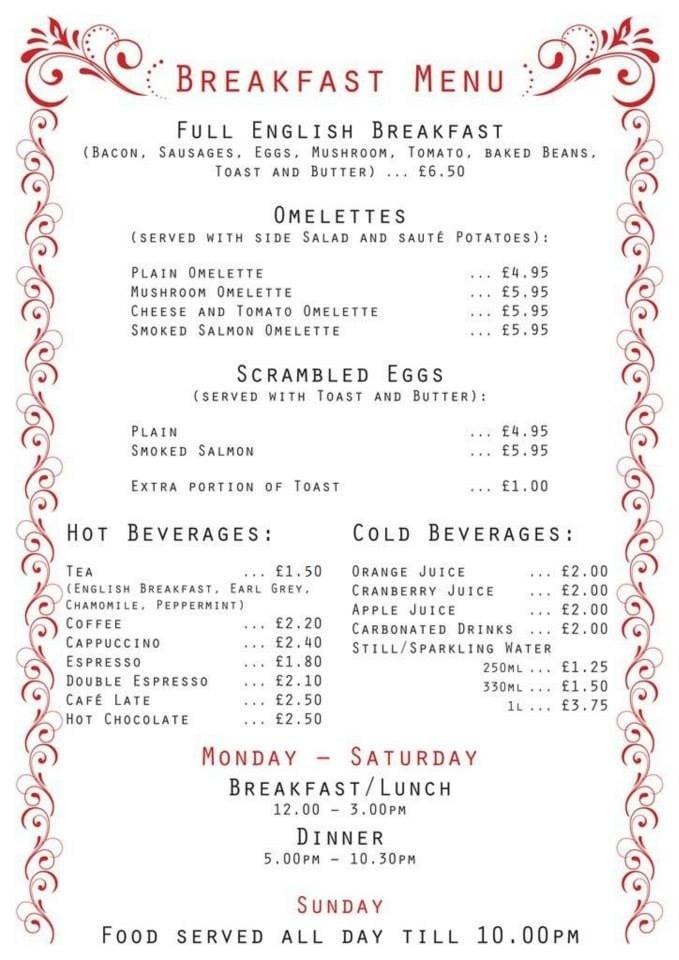 Menu at The Arches wine bar and kitchen, London, 7 Fairhazel Gardens