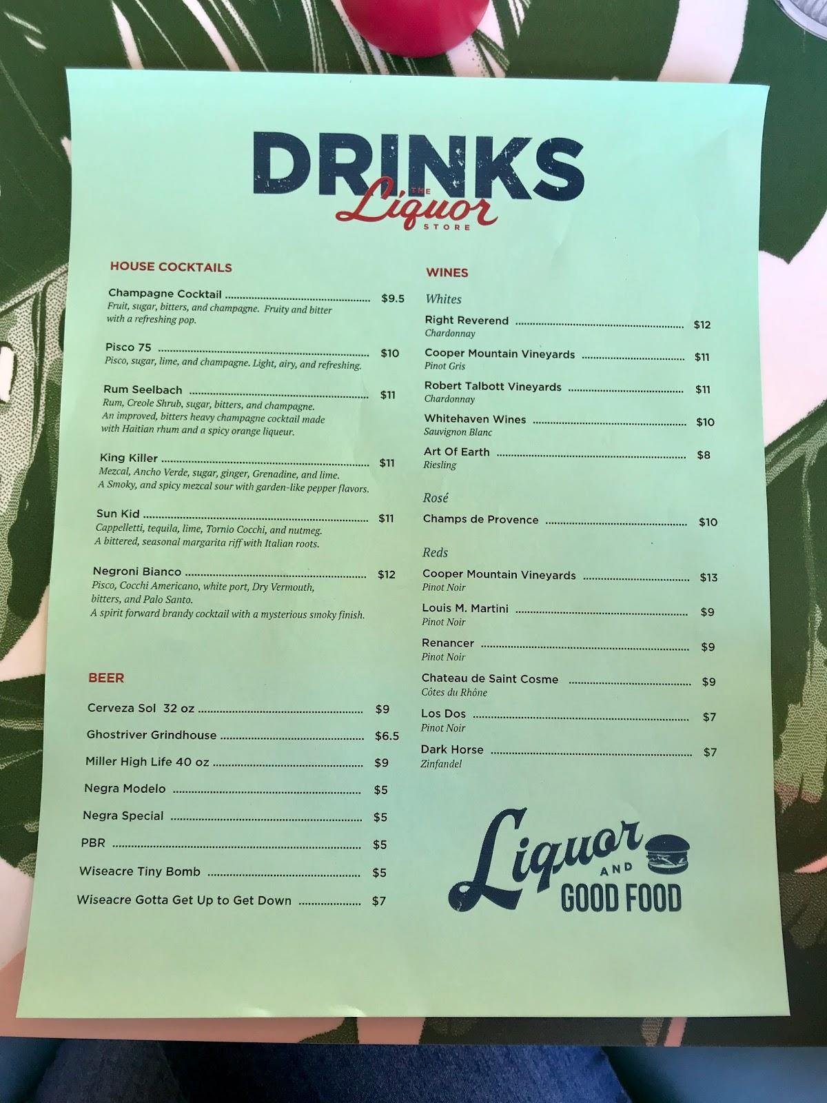 Menu at The Liquor Store Diner cafe, Memphis
