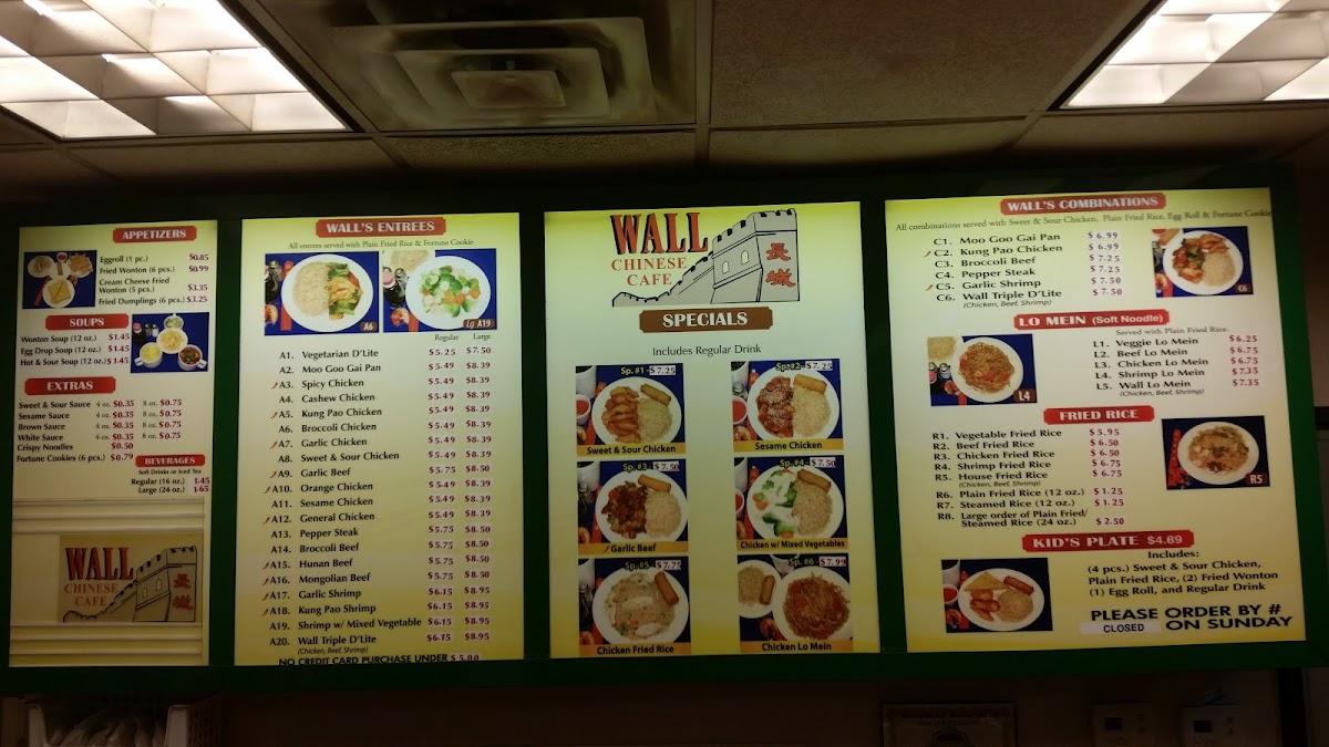 Menu at Wall Chinese Cafe, Waxahachie