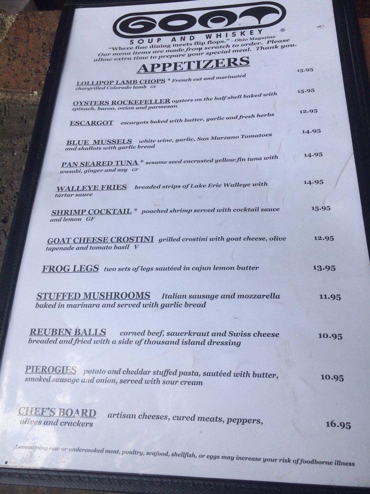 Menu at Goat Soup & Whiskey restaurant, Put-in-Bay