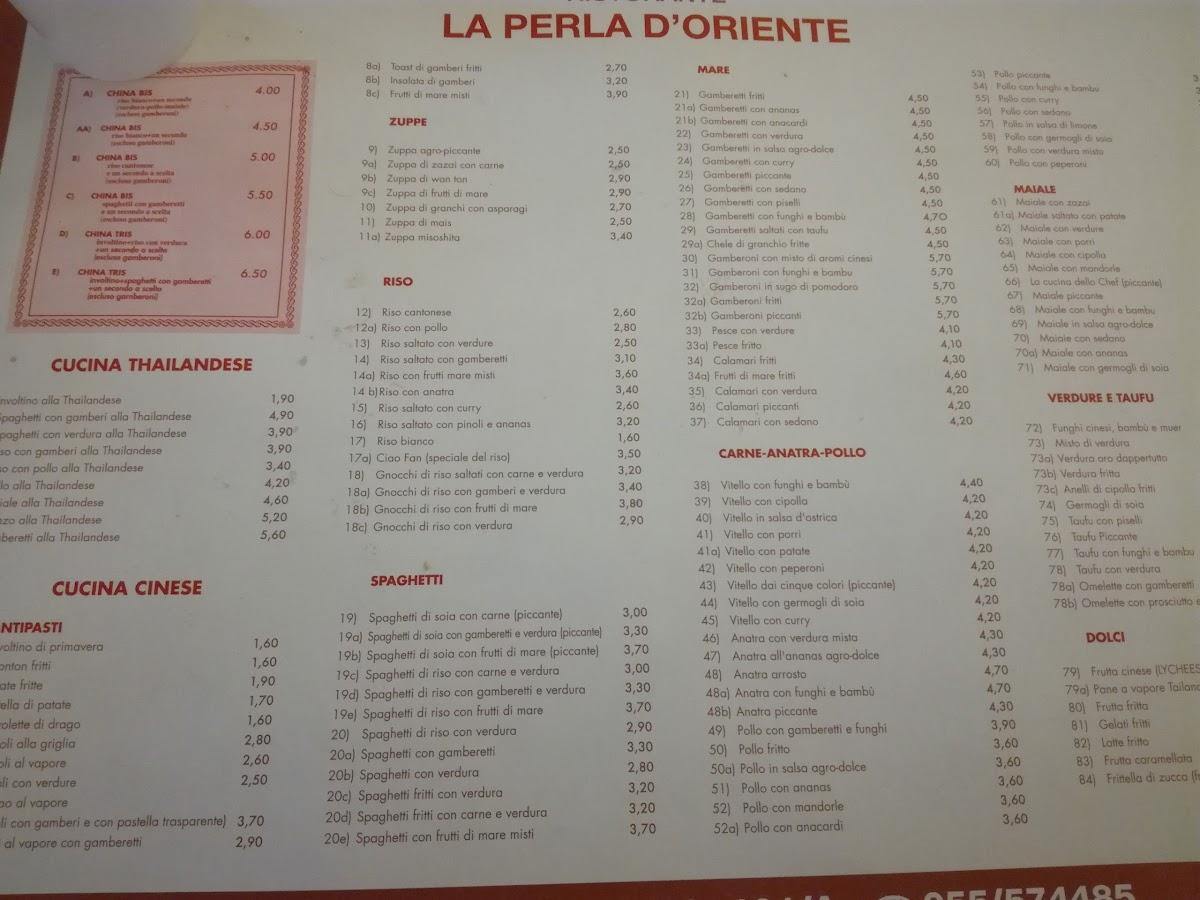 Menu da Perla D'oriente ristorante, Firenze