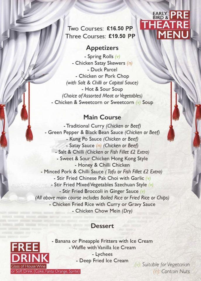 Menu at Red Panda Restaurant, Belfast, 60 Great Victoria St