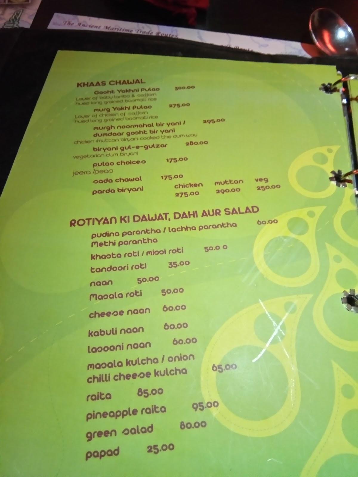 Menu at The Spice Route, Guwahati, Divine Plaza