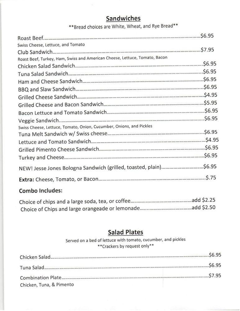 Menu at Ashworth Drugs, Cary