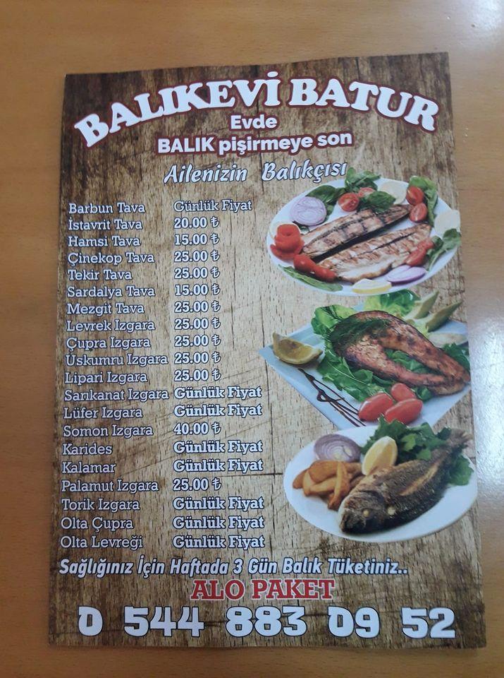 Menu at Batur balik, Eskişehir