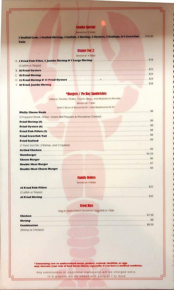 Menu at Bay Seafood Restaurant, Spring