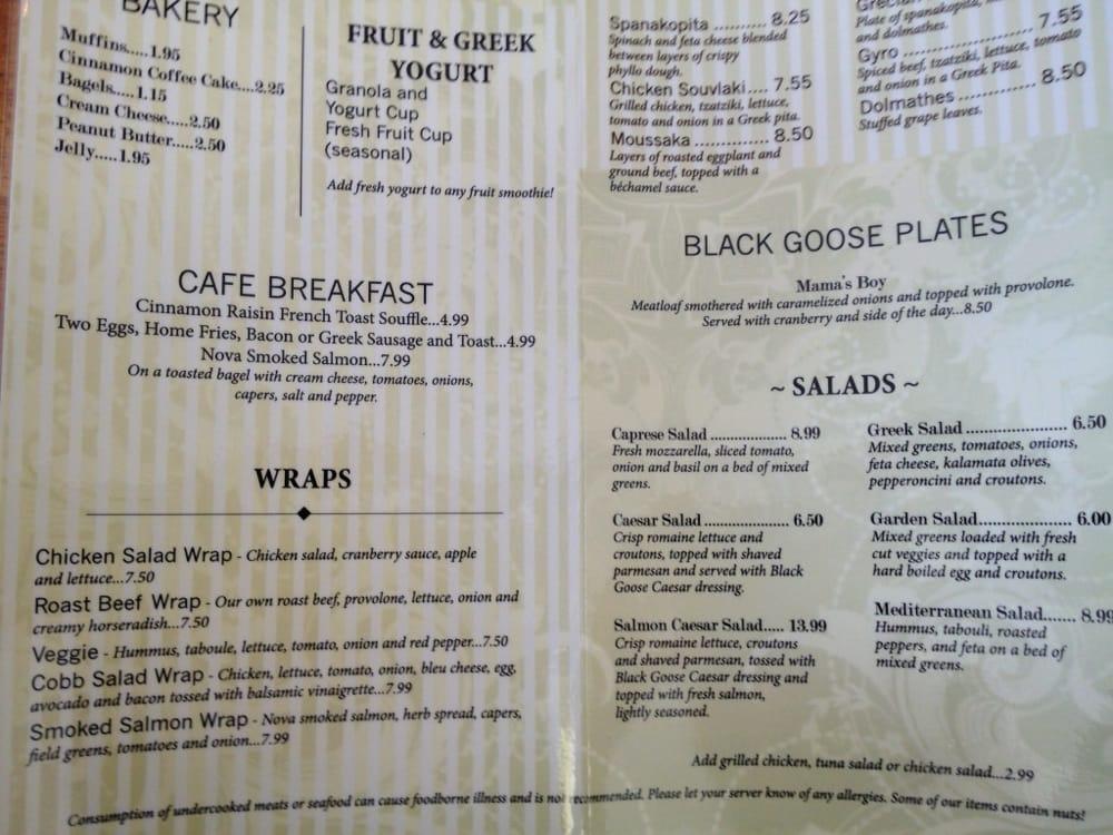 Menu at Black Goose Café cafe, Tiverton