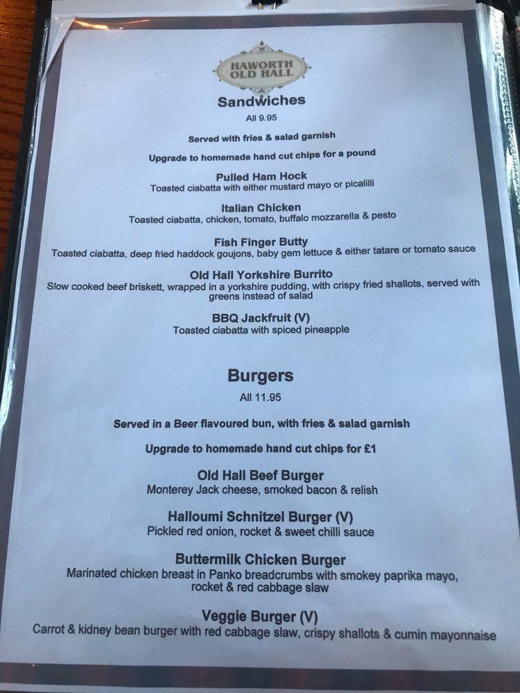 Menu at Haworth Old Hall pub & bar, Keighley, Sun St