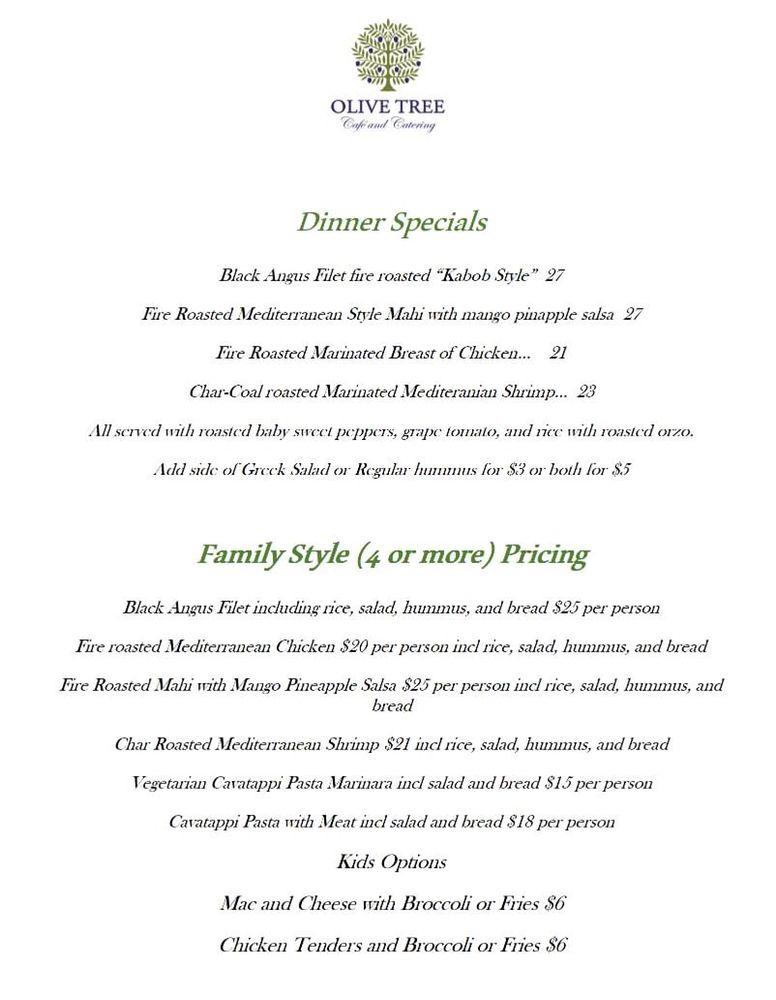 Menu at Olive Tree Cafe and Catering, South Charleston