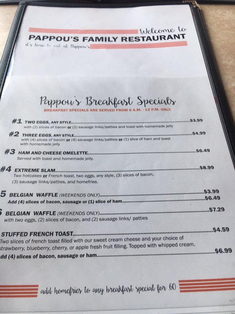 Menu at Pappou's Family Restaurant, Parma