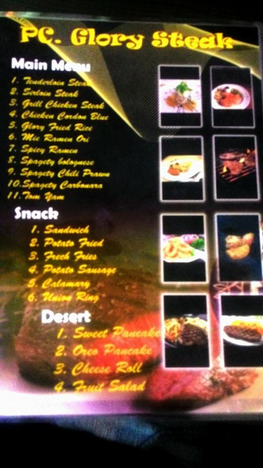 Menu at Pc3. glory steak resto n cafe, Batam