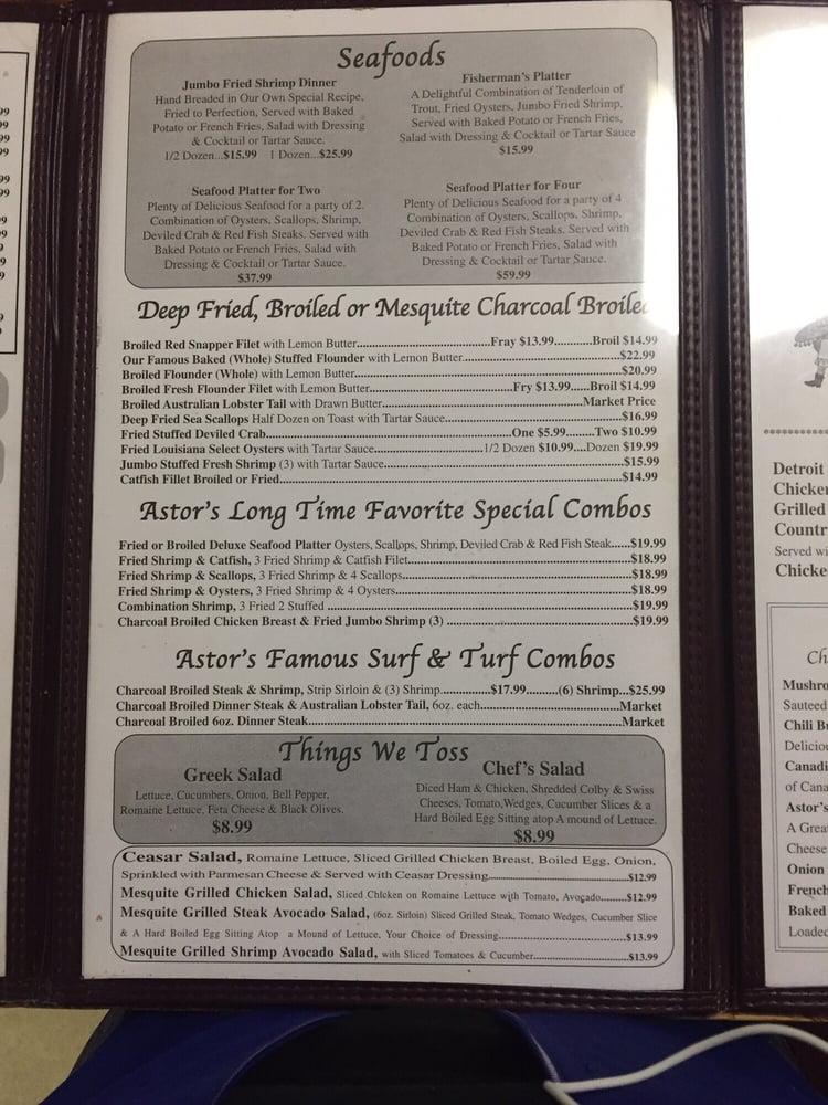 Menu at Astor Restaurant, Corpus Christi