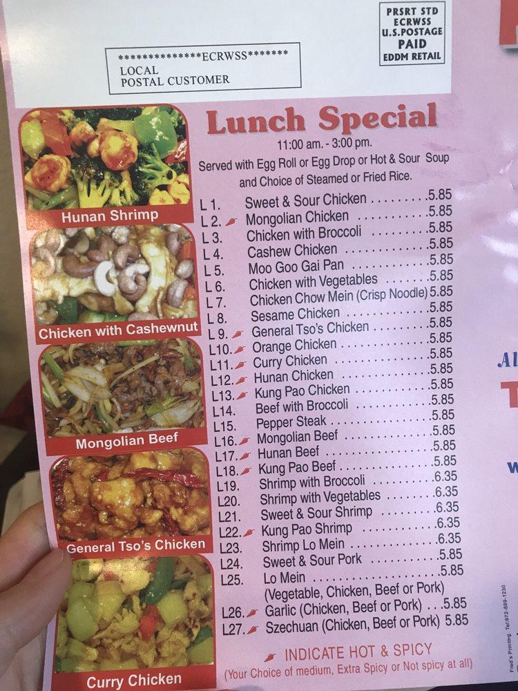 Menu at Ming Moon Restaurant, Wylie