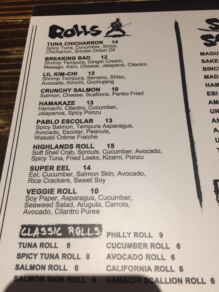 Menu at Piranha Killer Ramen restaurant, Arlington, 309 Curtis Mathes ...