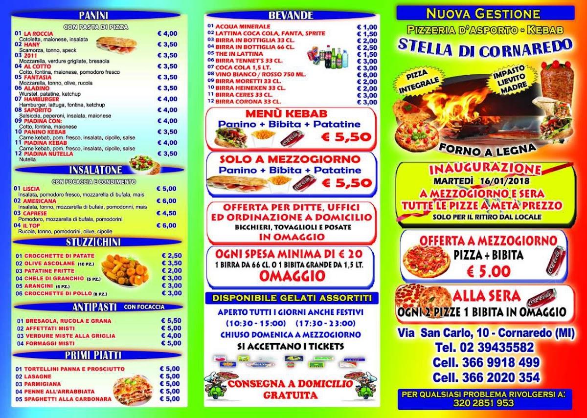 Menu da Pizzeria Stella, Cornaredo
