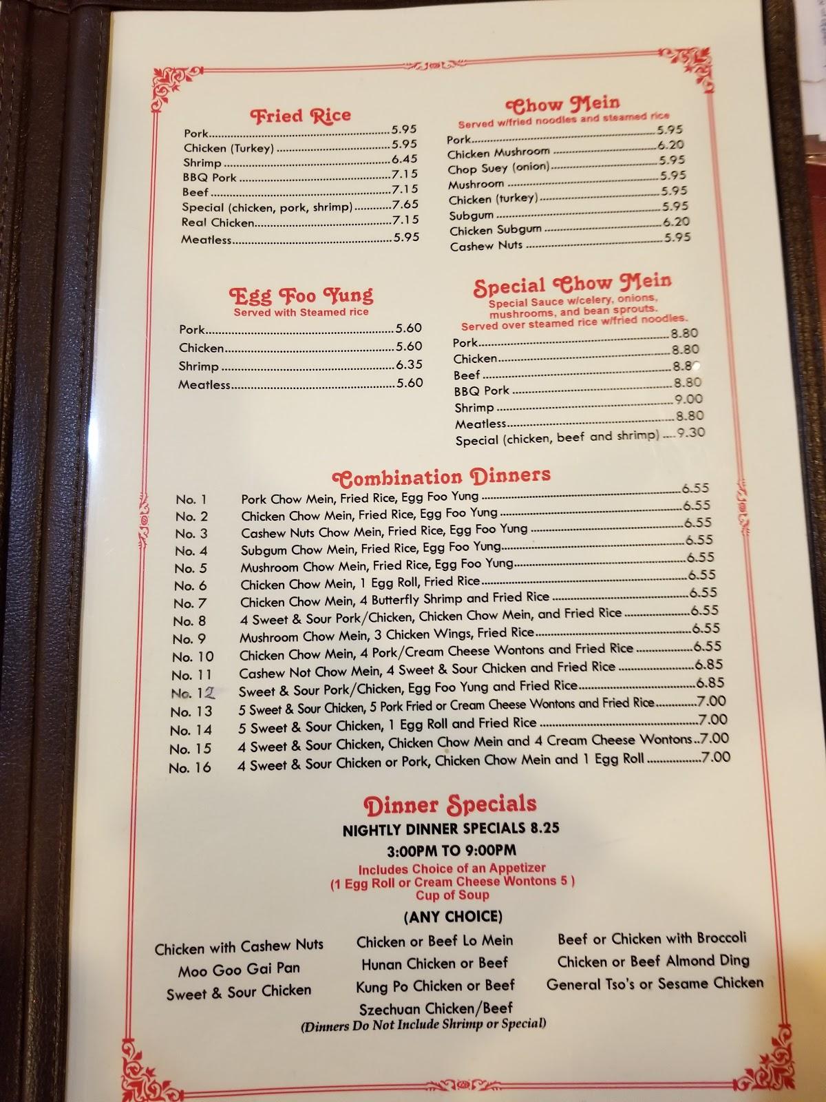 Menu at Tom Moy Cafe, Cottage Grove, 80th St S # 101