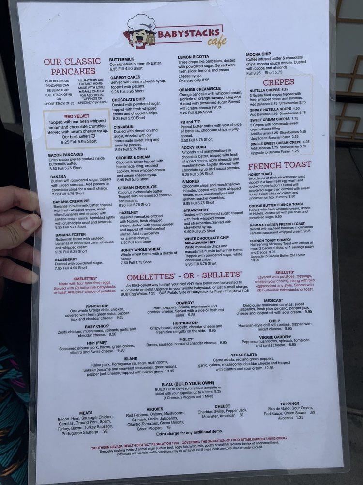 Menu at BabyStacks restaurant, Henderson, 550 N Stephanie St Suite D