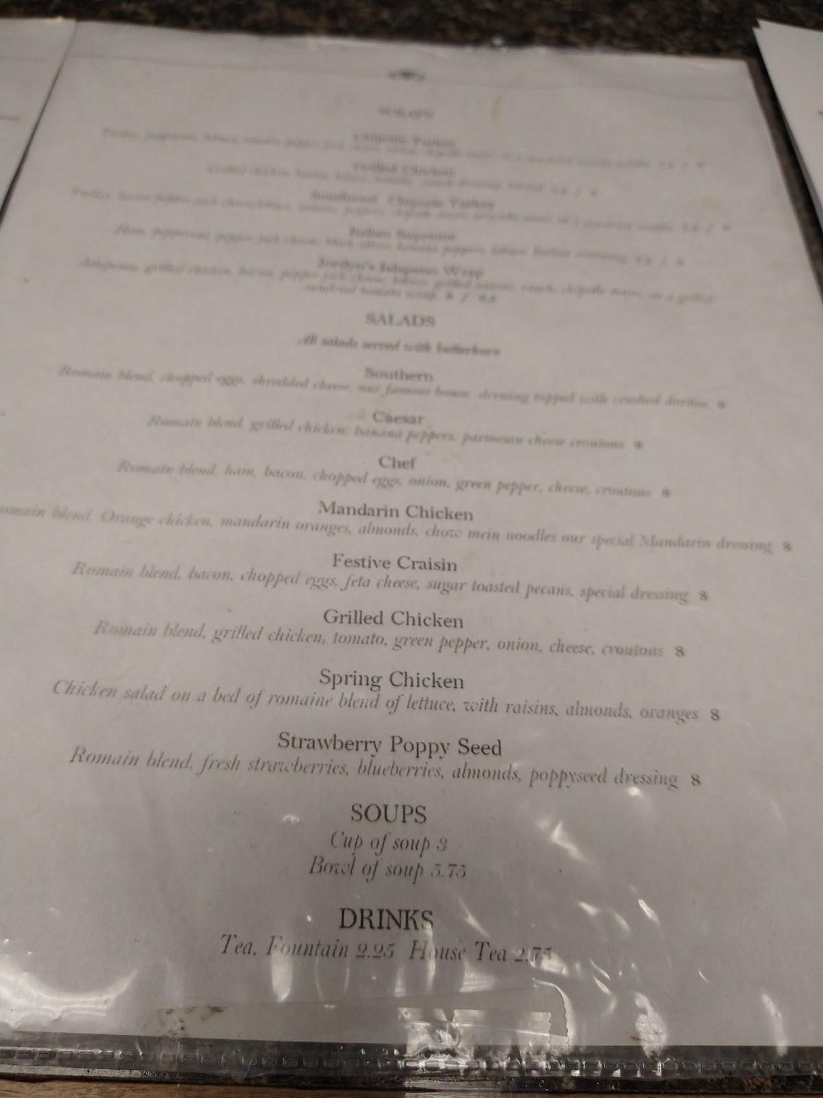 Menu at Cafe Au Latte, Mayfield, Paris Rd