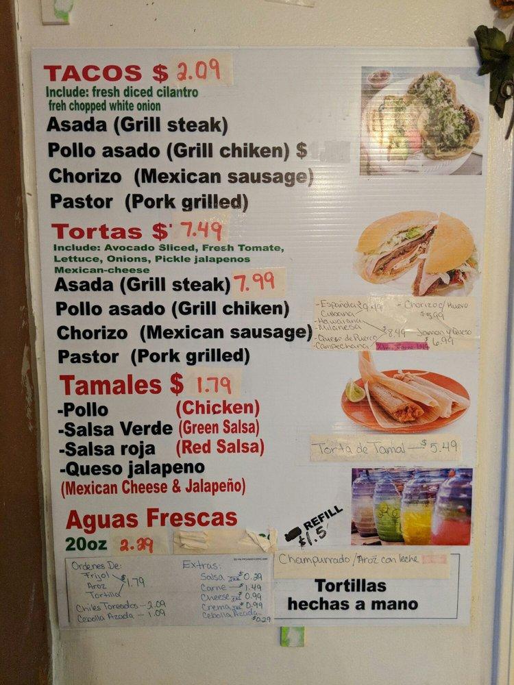 Menu at MISS G'S TORTAS Y TAMALES. restaurant, Chattanooga