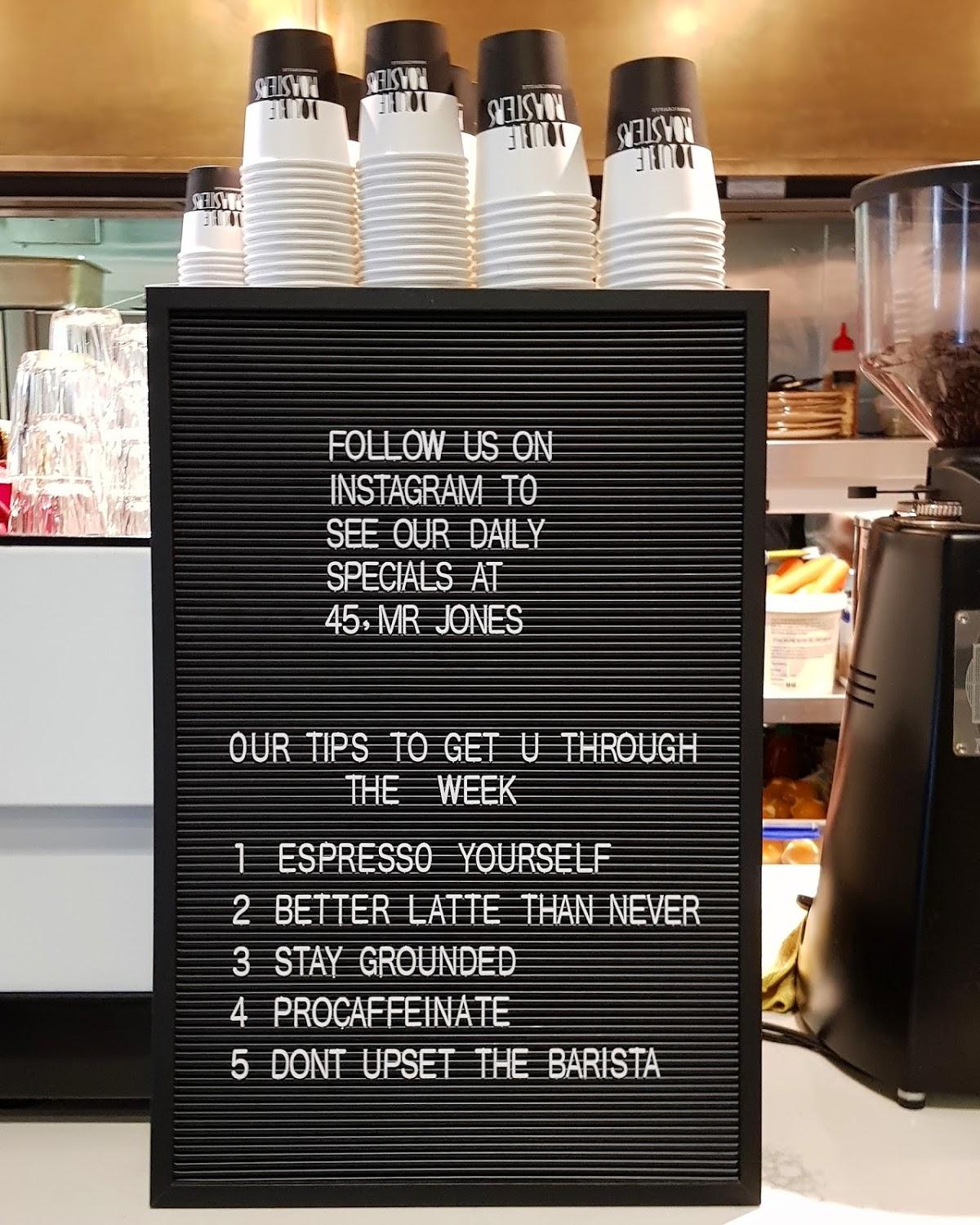 Menu at Mr Jones Cafe, Ultimo, 45 Jones St