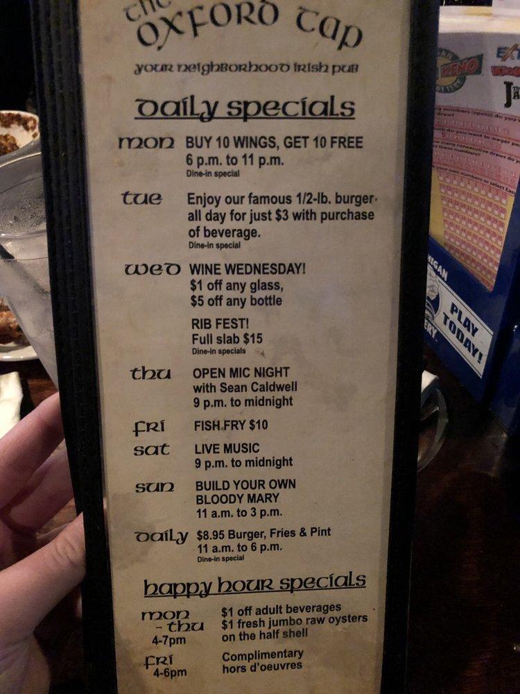 Menu at The Oxford Tap pub & bar, Orion charter Township