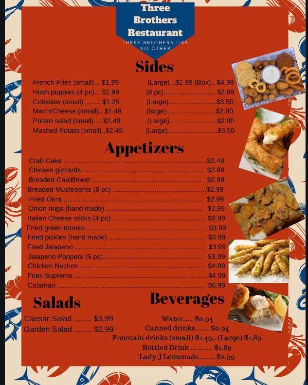 Menu at Three Brothers Restaurant, Louisville