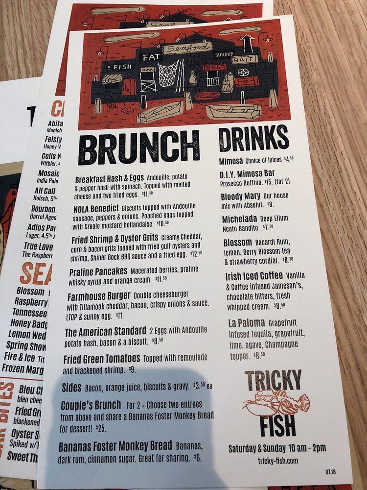 Menu at Tricky Fish pub & bar, Fort Worth, Convair Dr #301