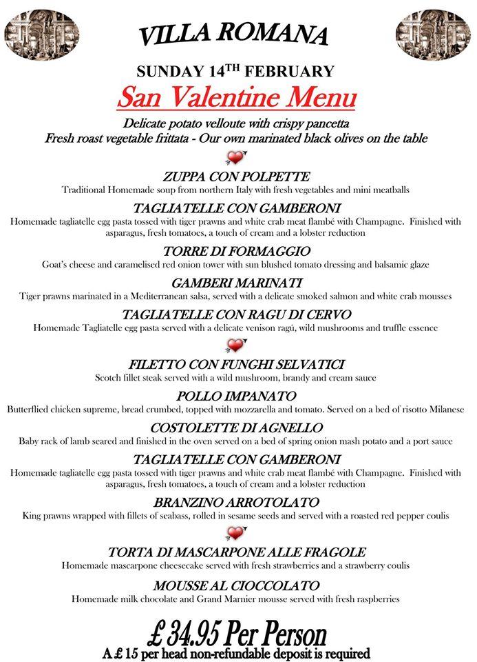 Menu at Villa Romana Fareham restaurant, Fareham, The Old Coach House