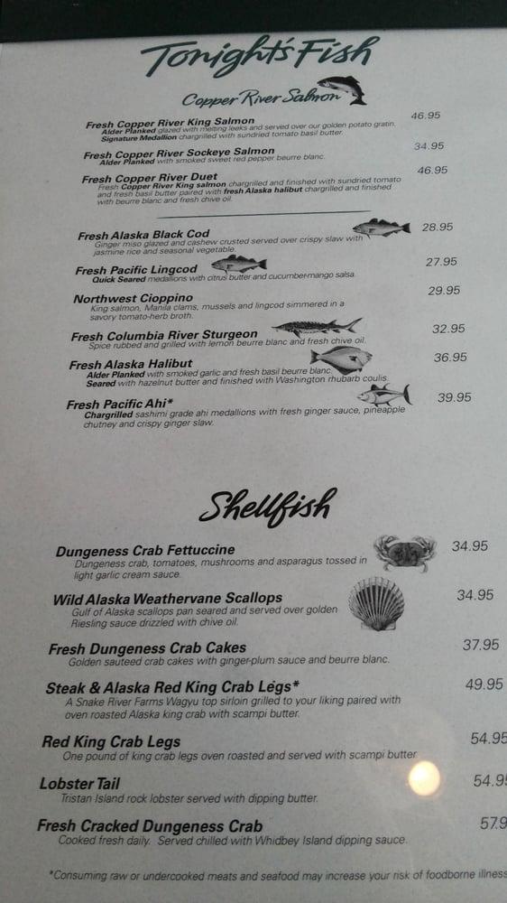 Menu at Anthony's Fish Bar, Seattle, Alaskan Way