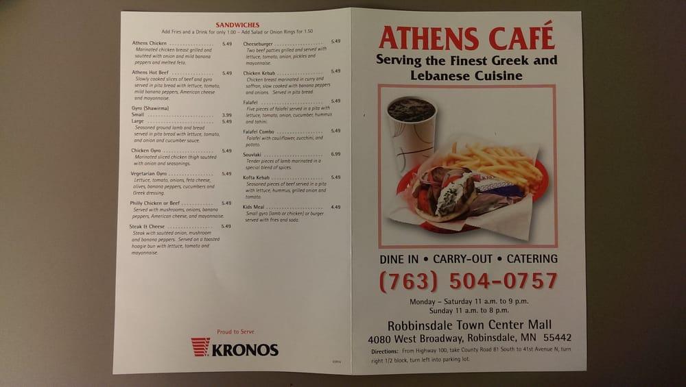 Menu at Athens Cafe, Robbinsdale