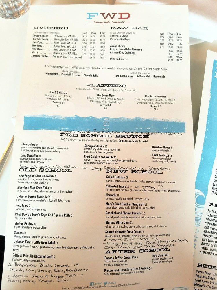 Menu at Fishing With Dynamite pub & bar, Manhattan Beach