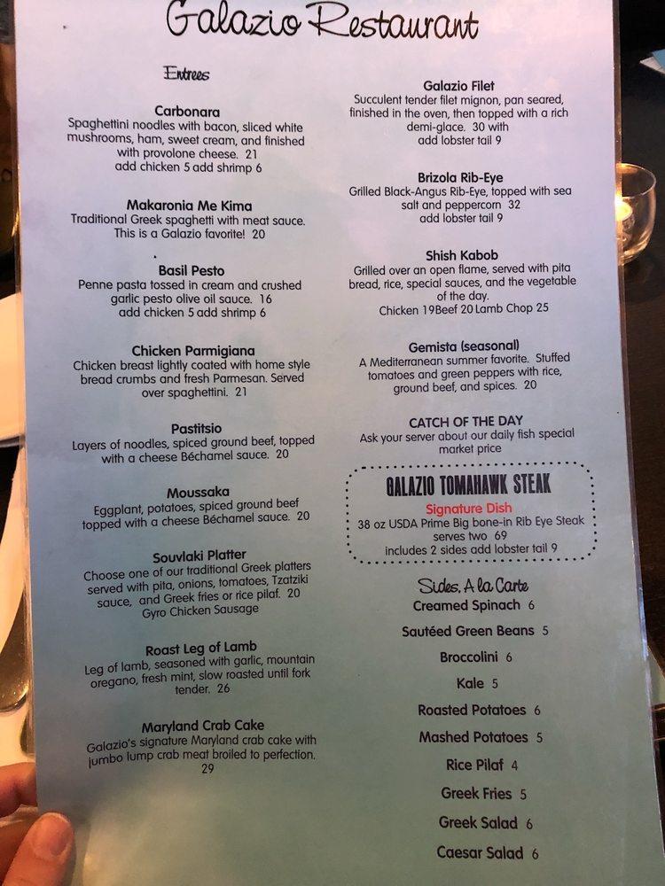 Menu at Galazio Restaurant & Bar, La Plata