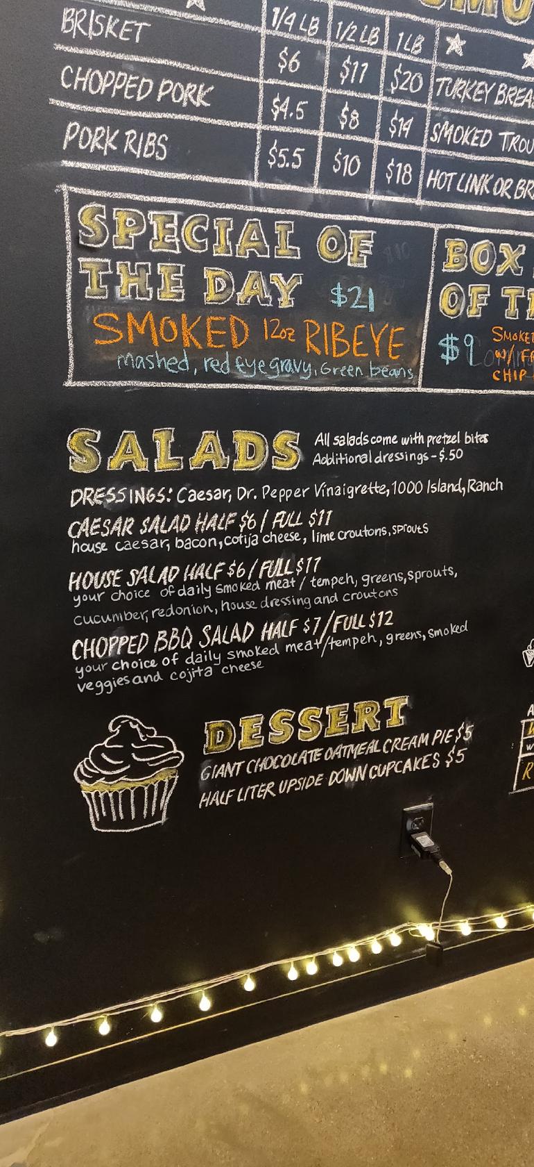 Menu at Half Liter BBQ, Indianapolis