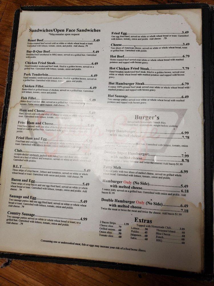 Menu at Judy's Cafe & Station, Jasper