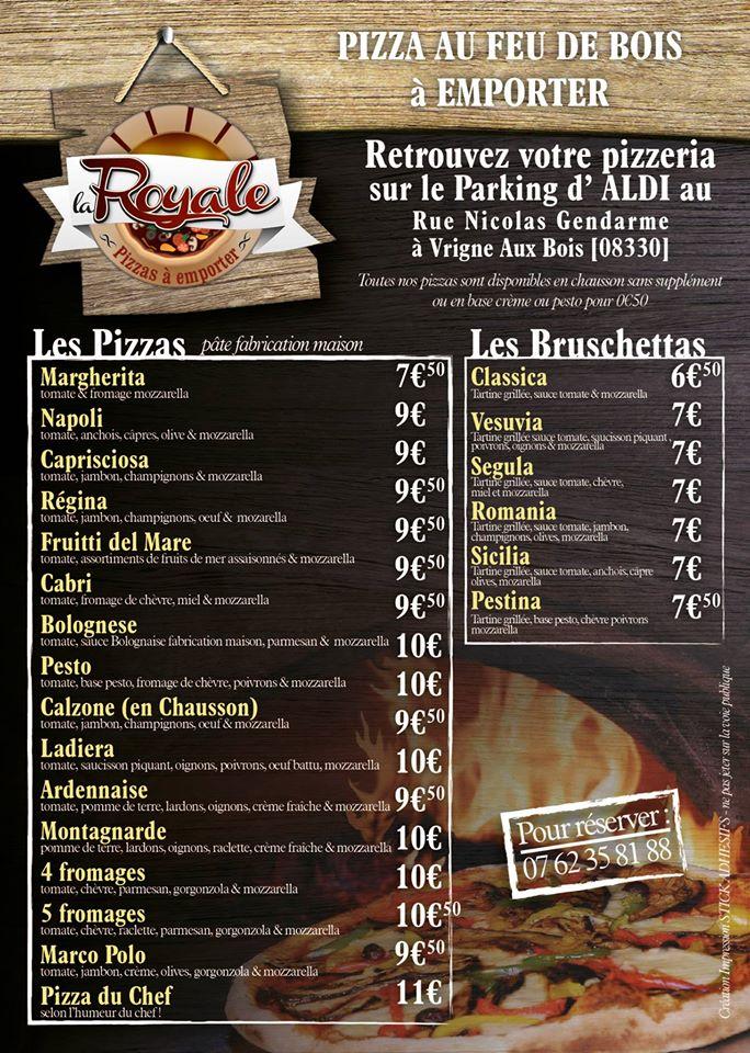 Menu at La royale restaurant, Vrigne-aux-Bois