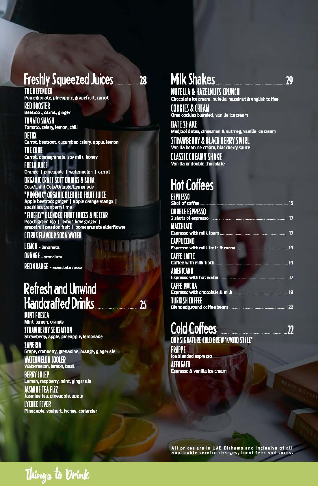 Menu at Café 302 Dubai, UAE, World Trade Centre Road