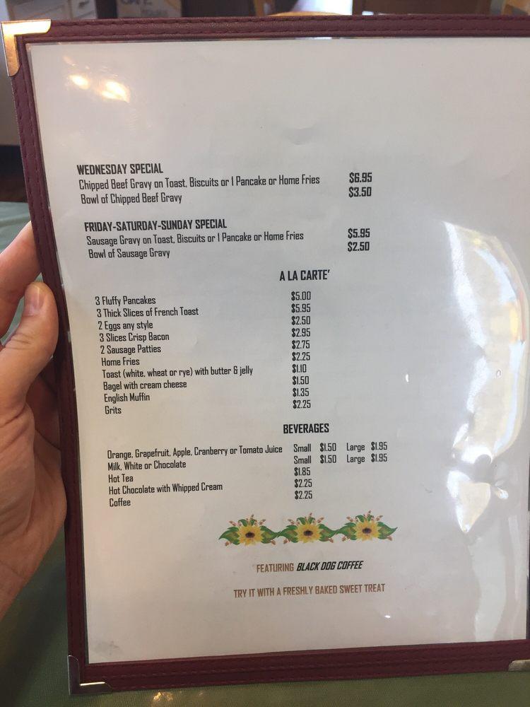 Menu at Country Café restaurant, Harpers Ferry