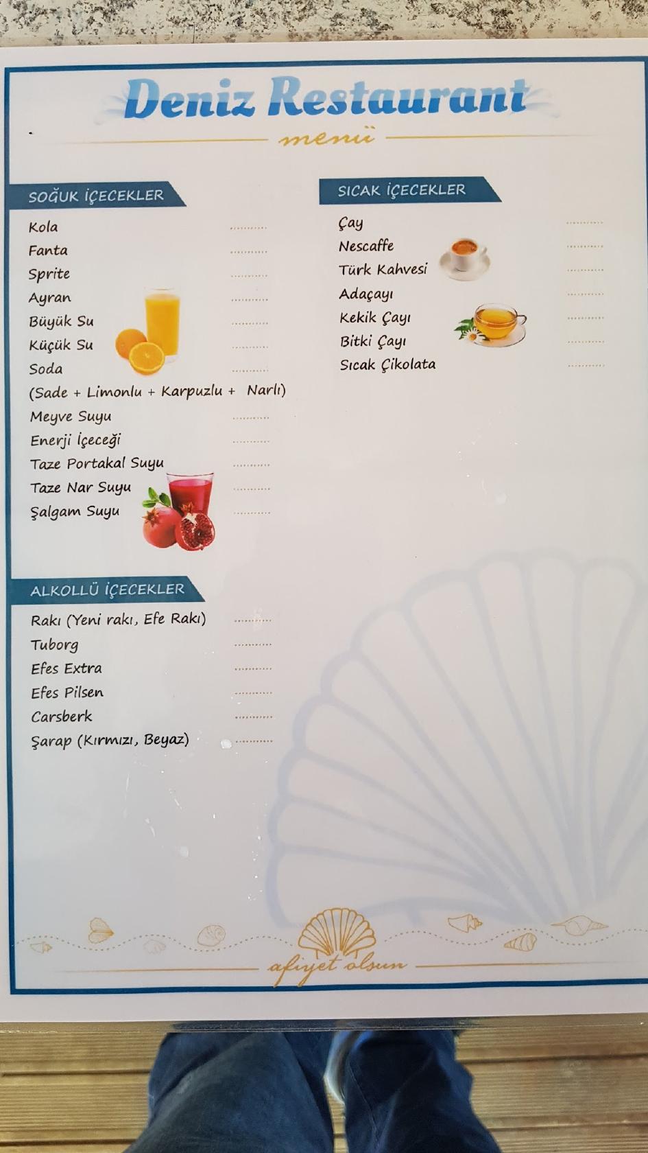 Menu at Deniz Restaurant Gözleme, Turkey