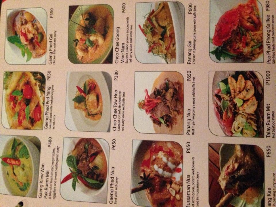 Menu at Mango Tree restaurant, Taguig