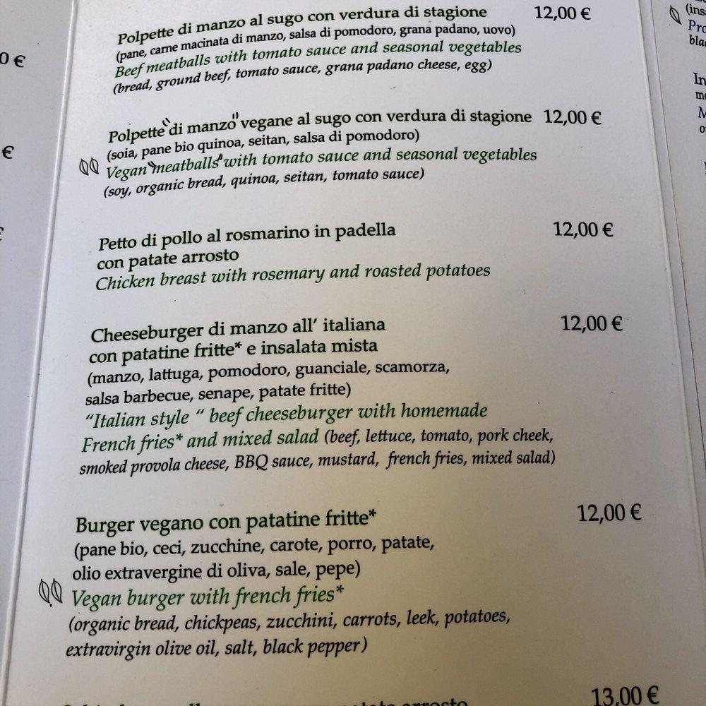 Menu at Origano Campo De' Fiori cafe, Rome, Largo dei Chiavari