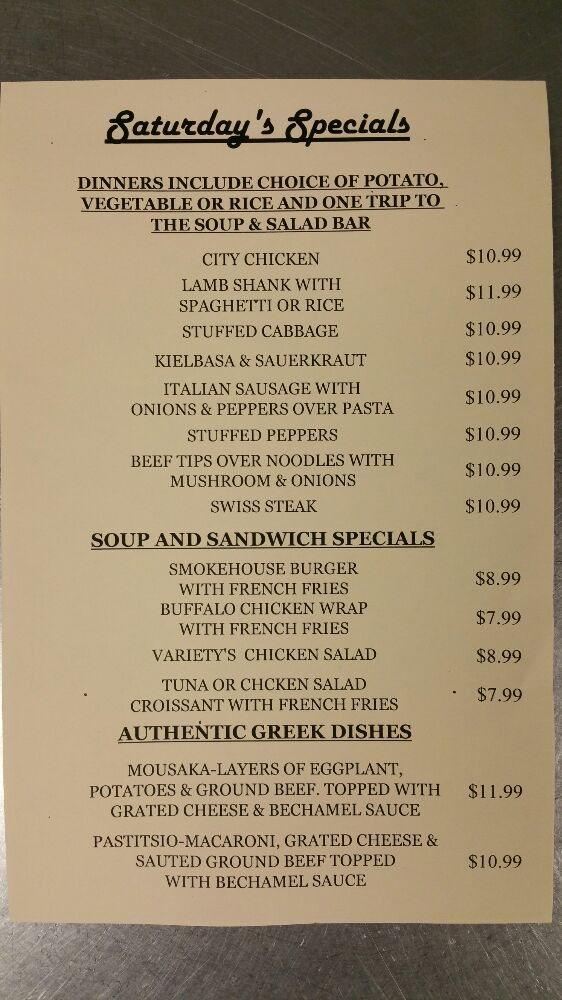 Menu at Variety's Restaurant, North Canton, S Main St #4271