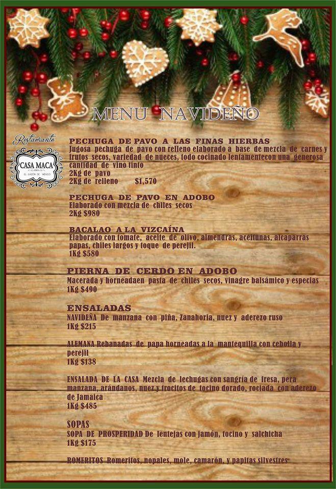 Menu at Casa Maca restaurant, Aguascalientes, Av. Villaplata 300